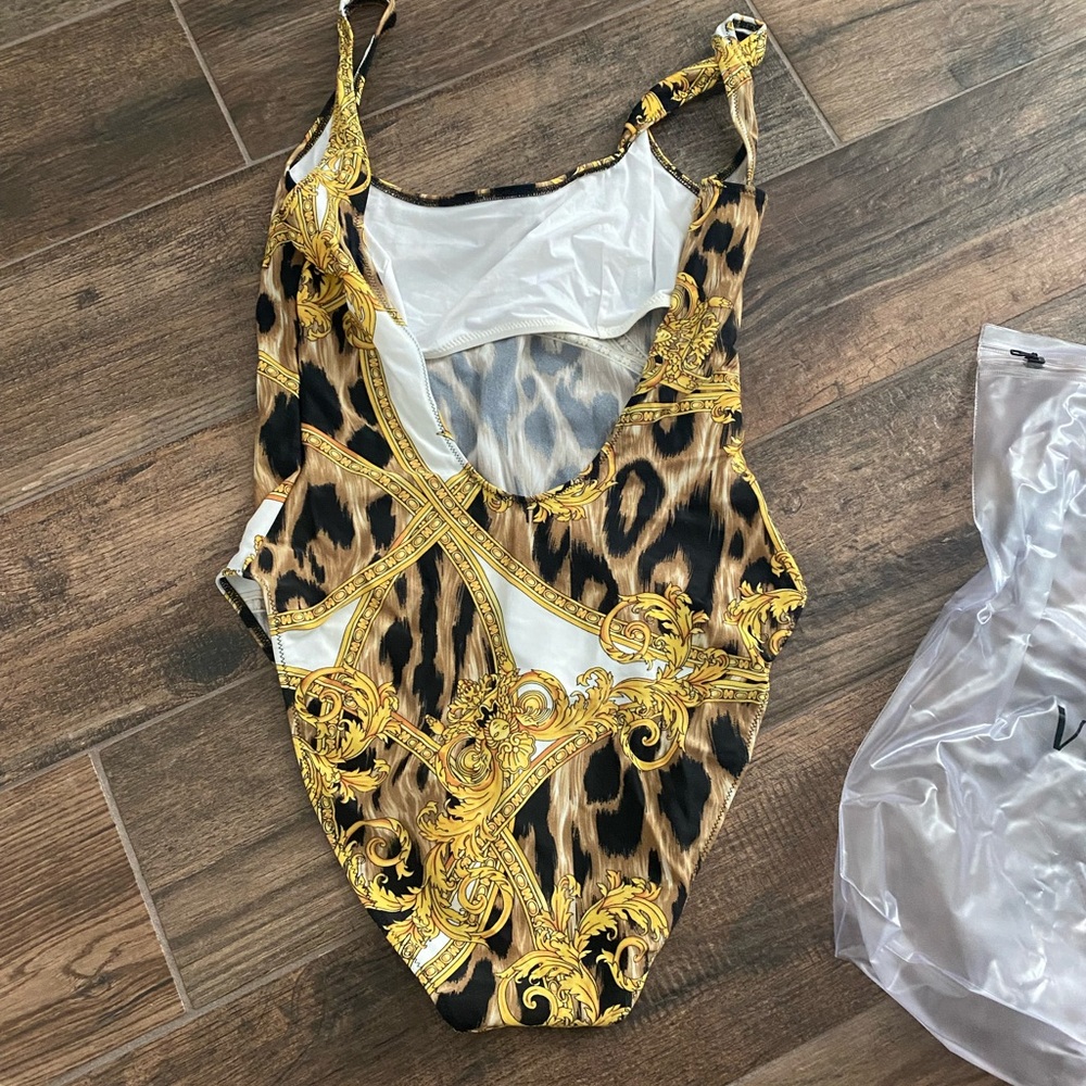 Versace Iconic Print Medusa Leopard Print One Piece - Gem